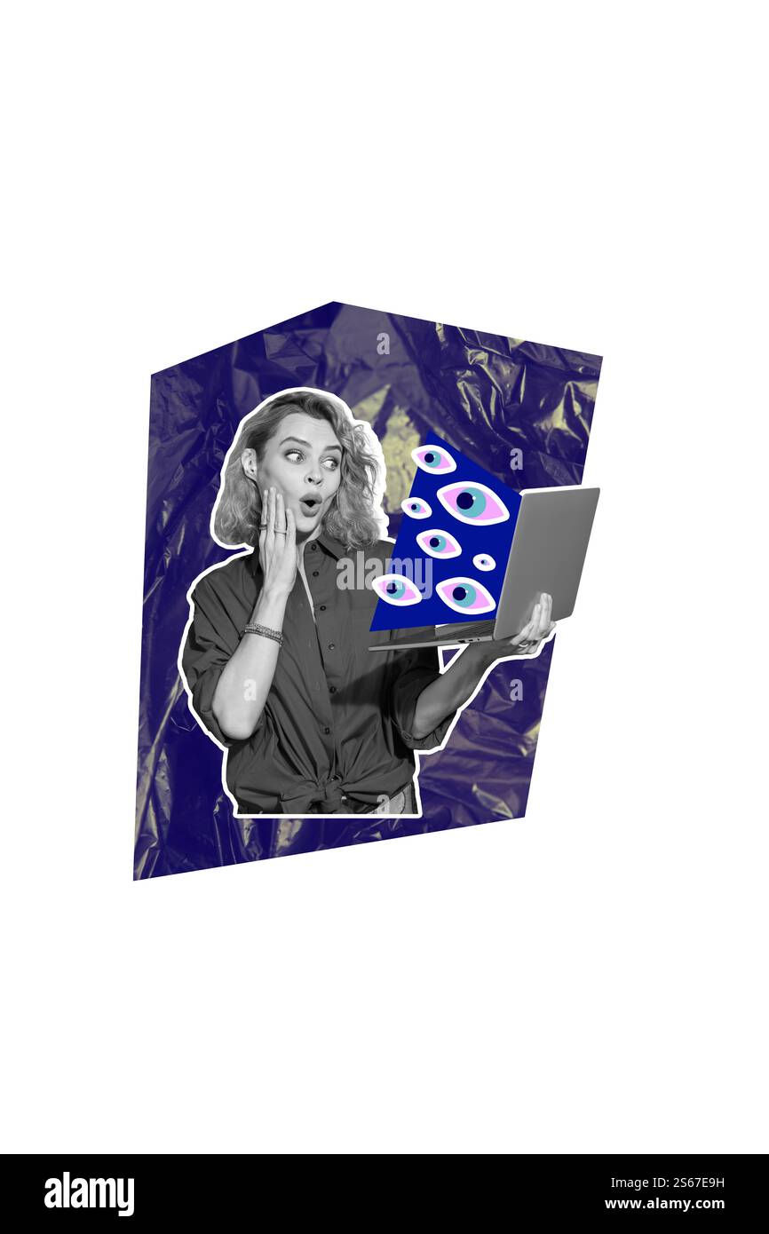 Composite image montage trend artwork 3D collage of cyberattack young ...