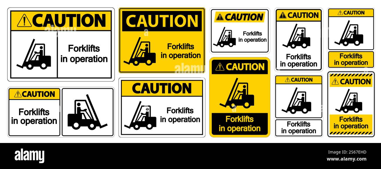 Caution forklifts in operation Symbol Sign Isolate on transparent ...