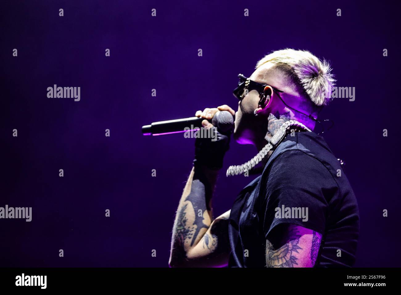Torino, Italy. 15th Jan, 2025. The italian singer Lazza during the ...