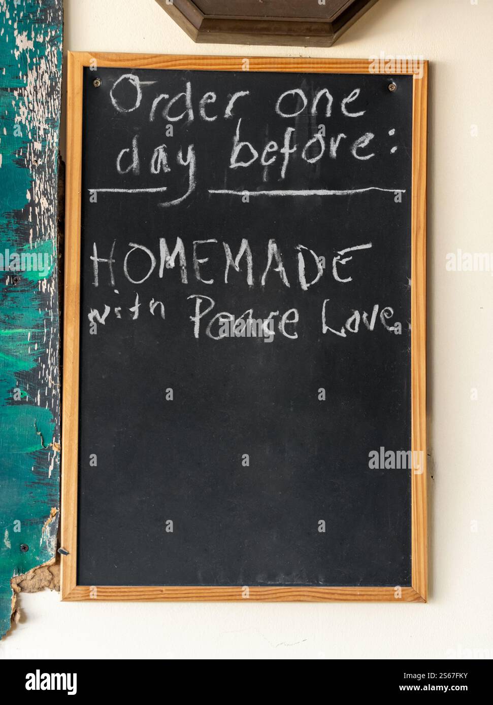 Restaurant menu for orders the day before Stock Photo - Alamy