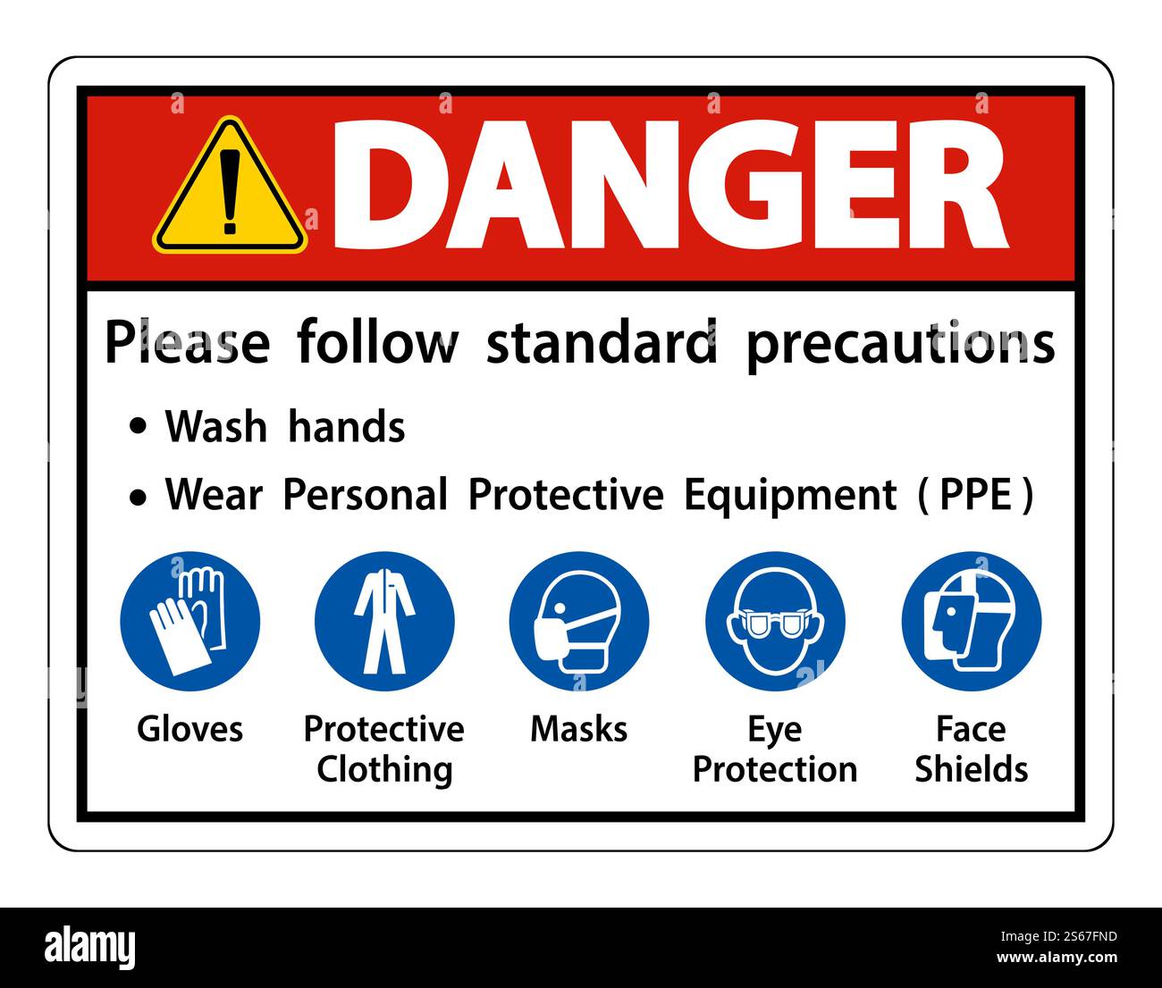 Danger Please follow standard precautions ,Wash hands,Wear Personal ...