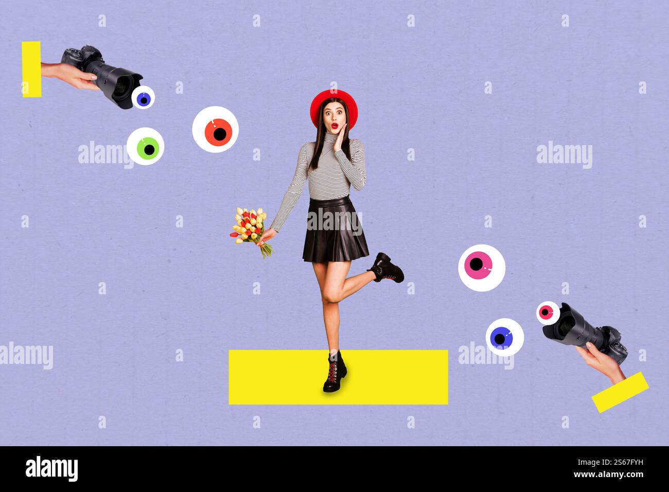 Composite sketch design artwork photo collage of hand hold camera ...