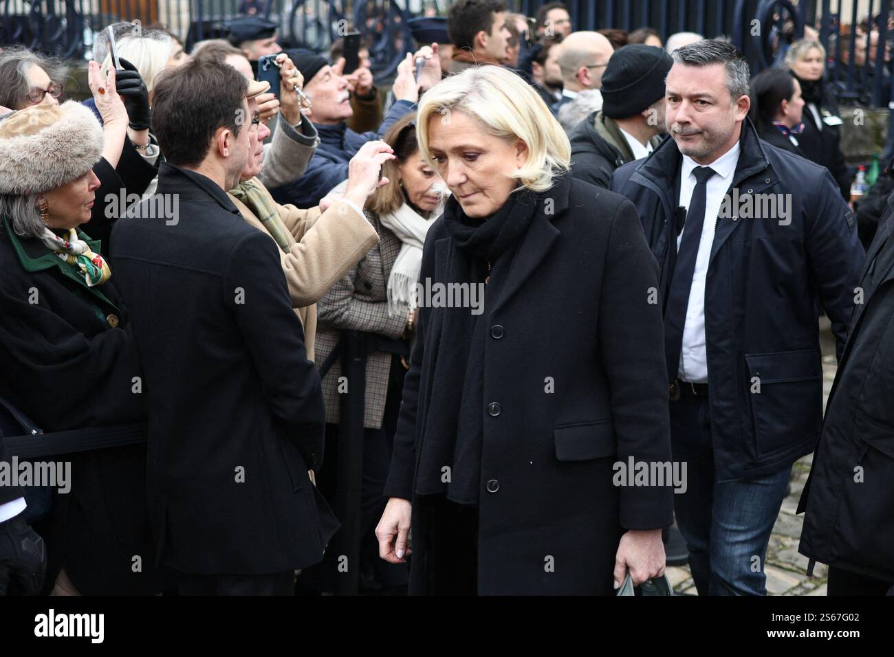 Thierry Legier and Marine Le Pen during a memorial service for French ...