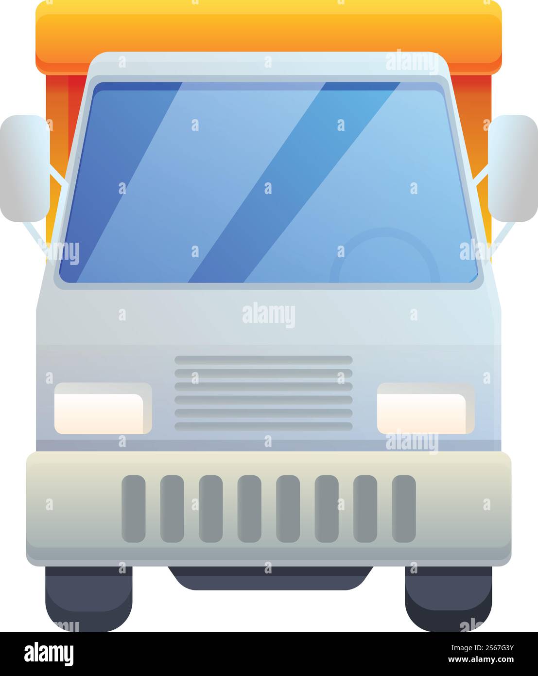 Front view tipper icon. Cartoon of front view tipper vector icon for ...