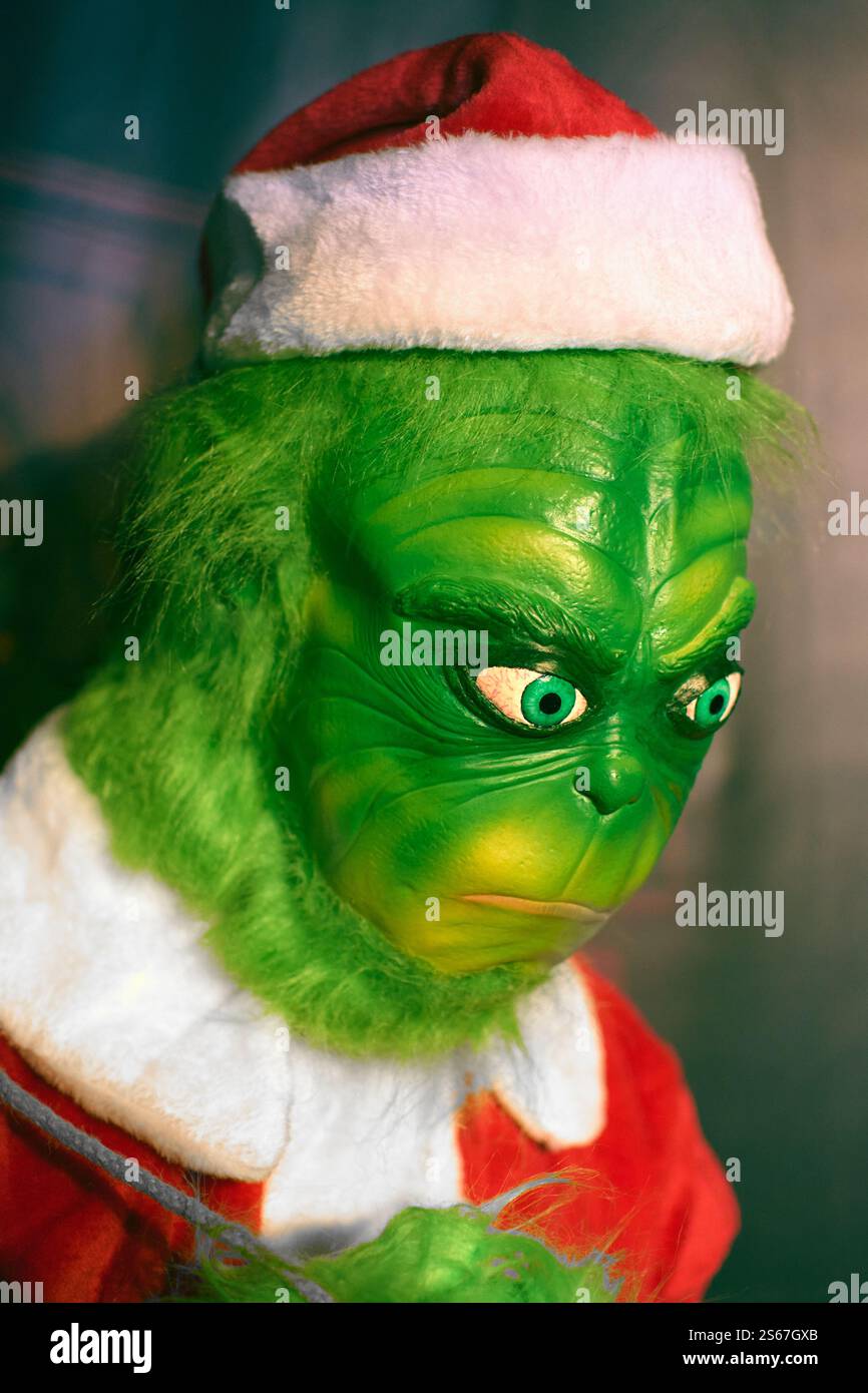 Madrid, Spain - January 16, 2025: Wax statue of the Grinch in Christmas ...
