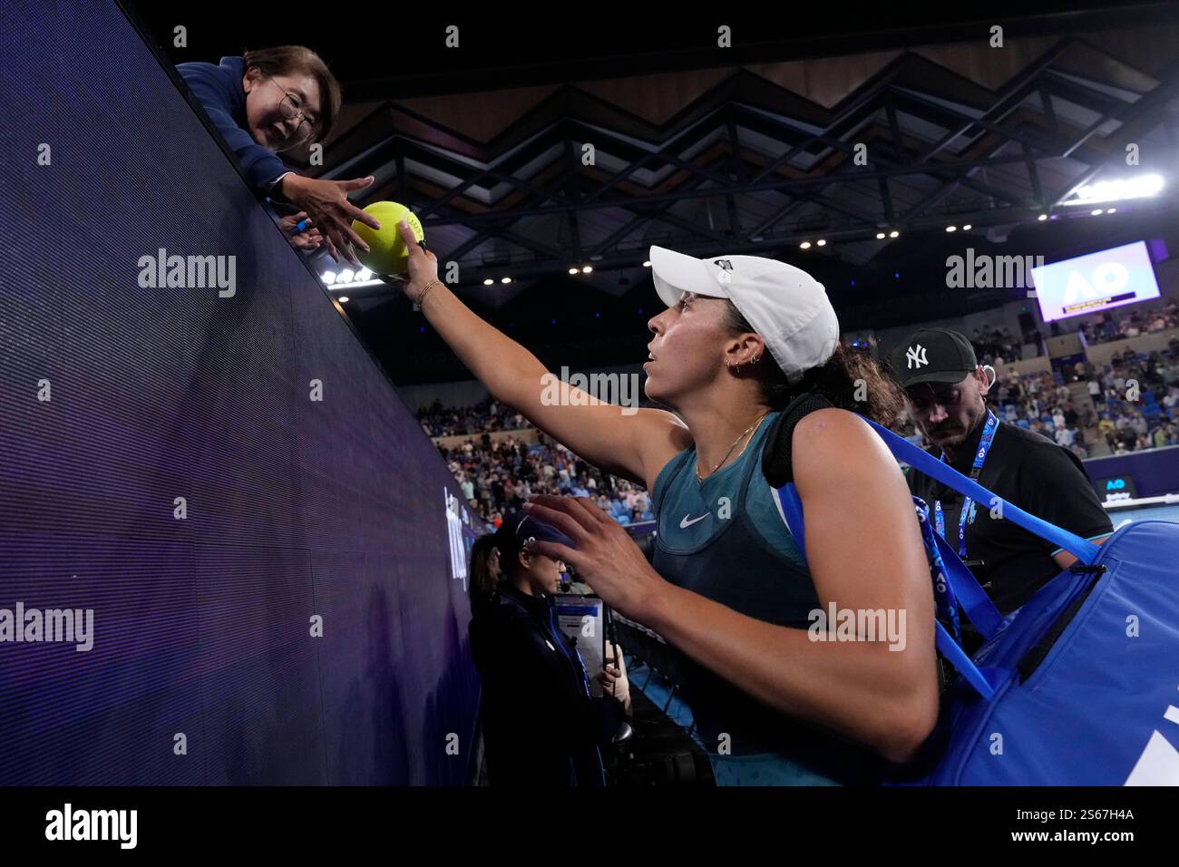 Madison Keys of the U.S. signs autographs after defeating Elena ...