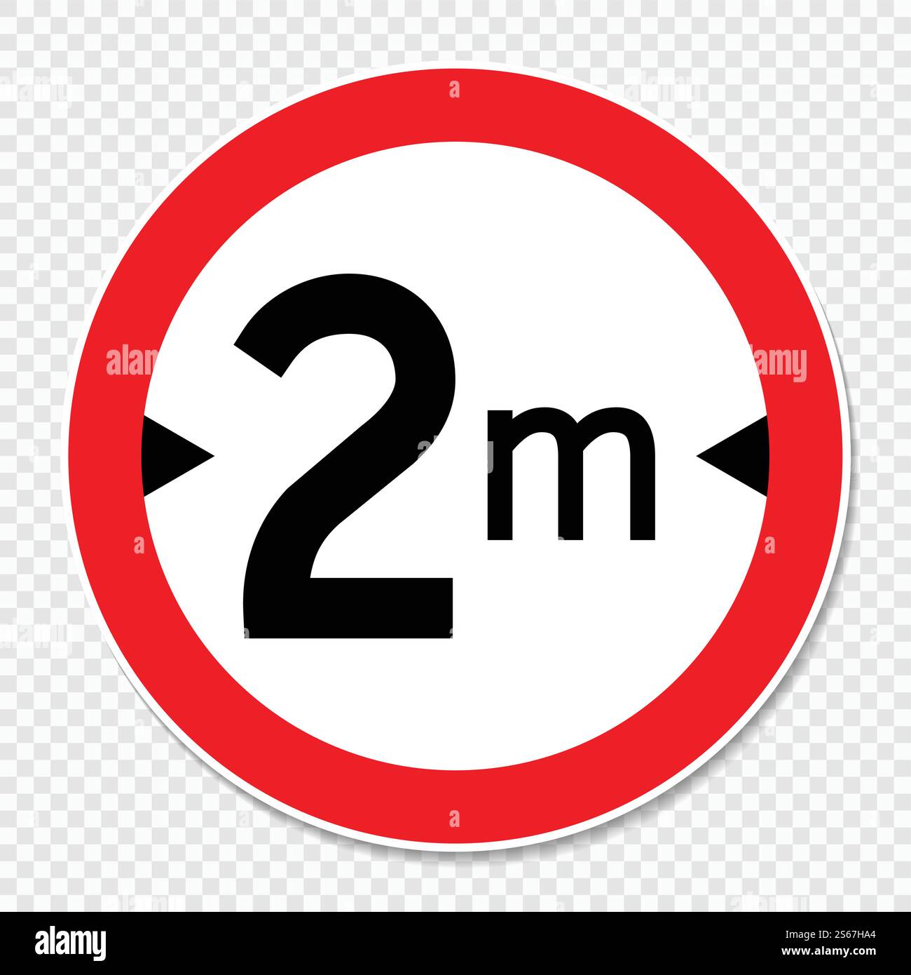Symbol width limit 2 m. sign on transparent background,vector ...