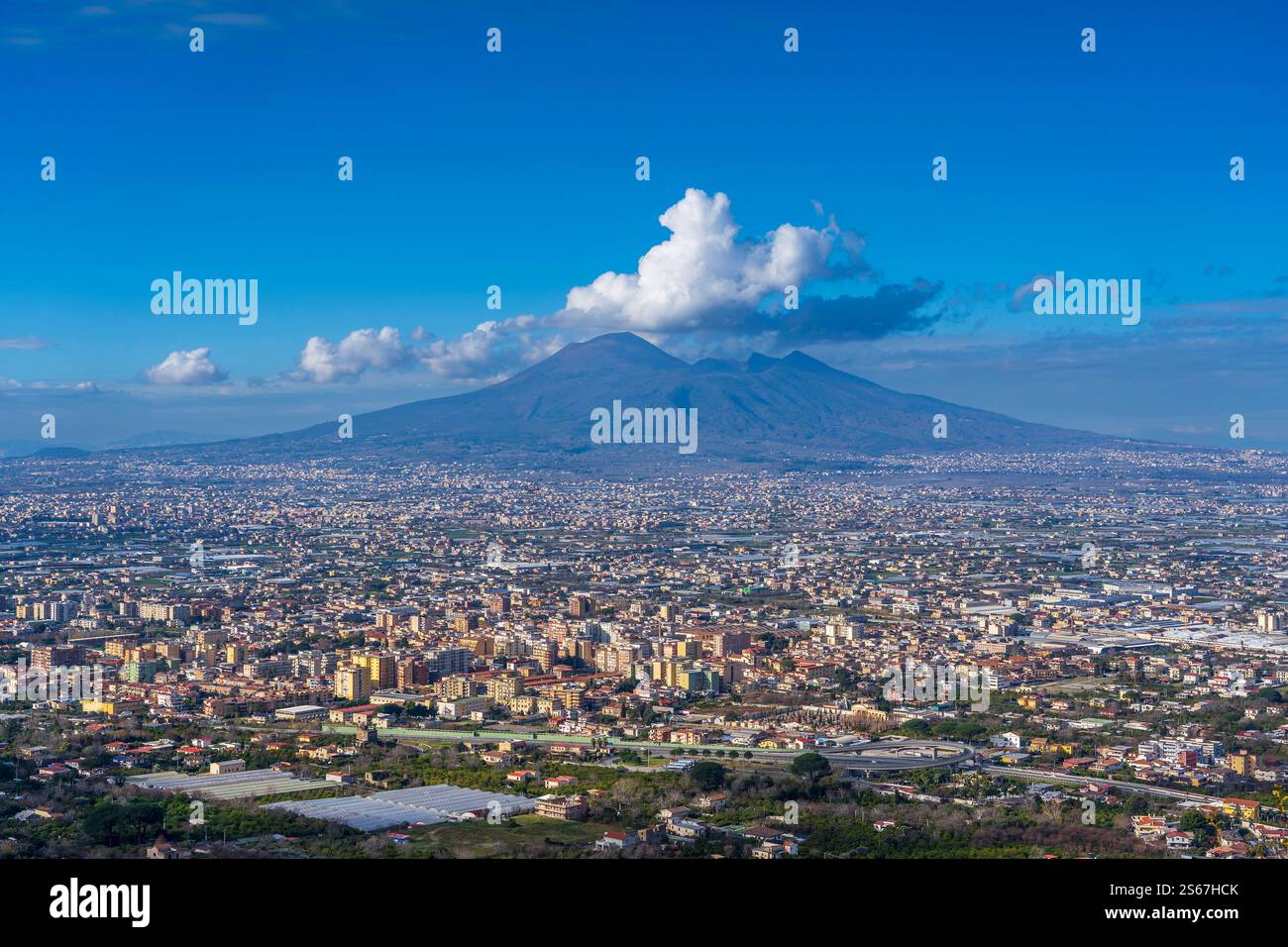 Aerial view of the Vesuvio and surrounding populated areas Stock Photo ...