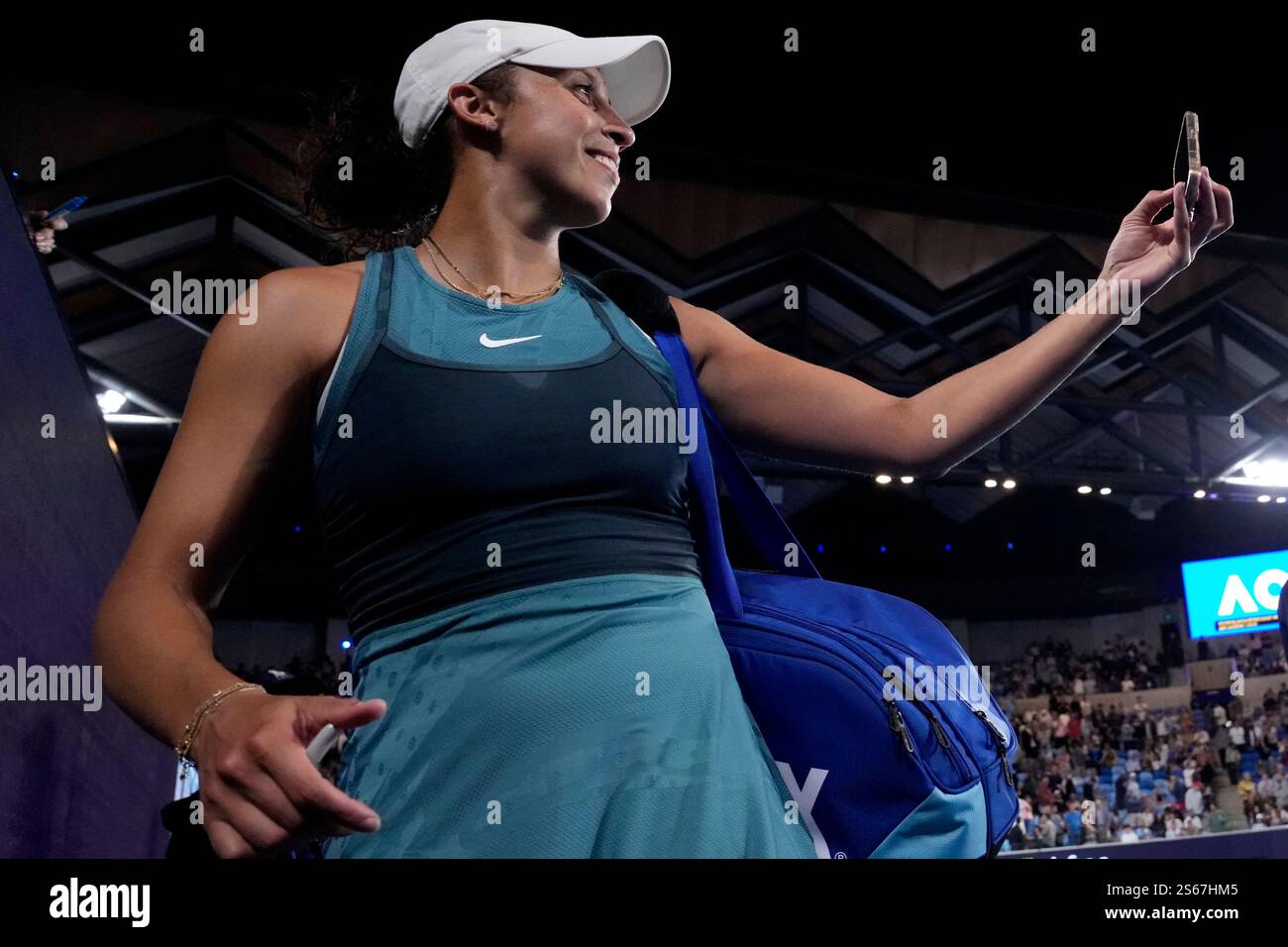 Madison Keys of the U.S. takes a selfie after defeating Elena-Gabriela Ruse of Romania in their ...