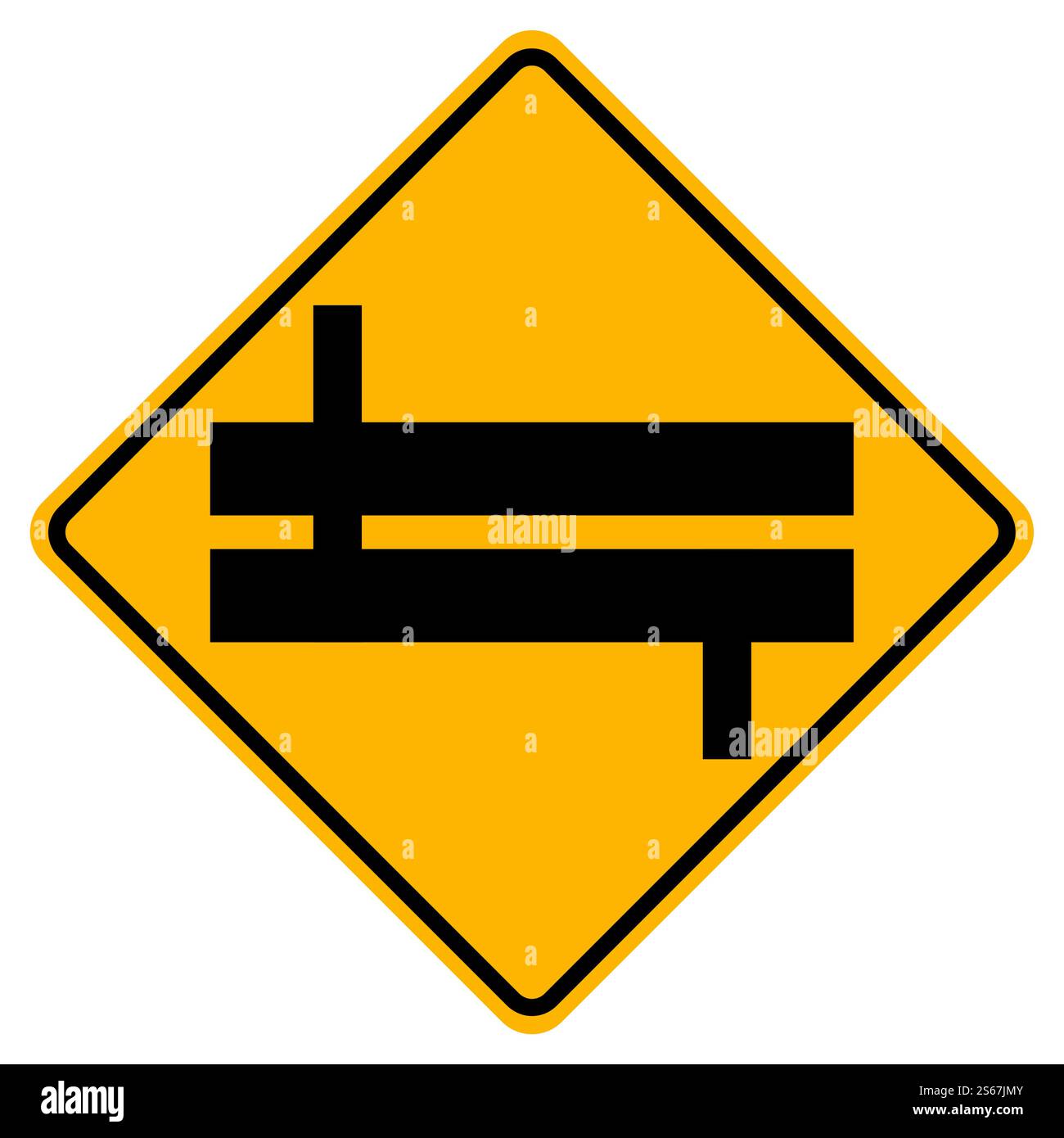 Warning signs Staggered Junction Traffic Road on white background Stock ...