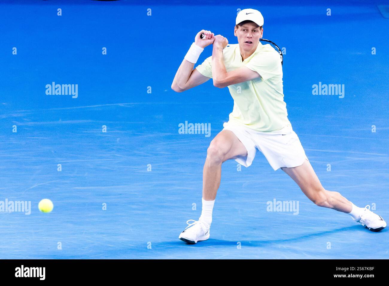 MELBOURNE, VIC - JANUARY 16: Jannik Sinner of Italy in action during ...