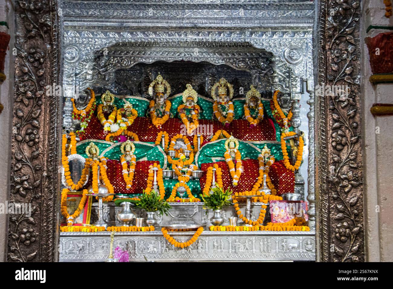 Silver sanctorium sanctum of Janaki temple bears statues of Lord Ram ...
