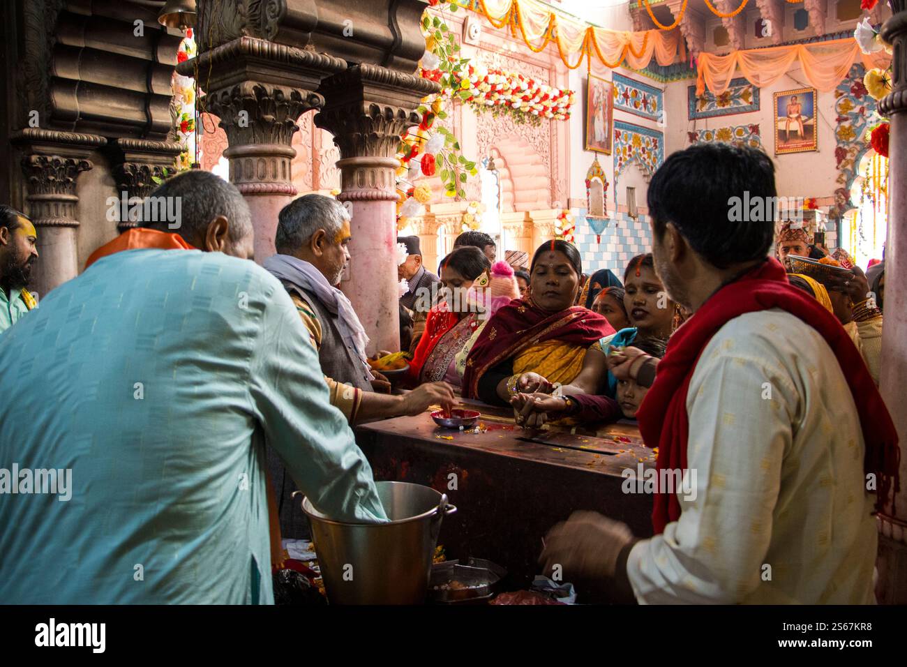 Janaki Mandir priests hand out tika and prasad to Bibaha Panchami ...