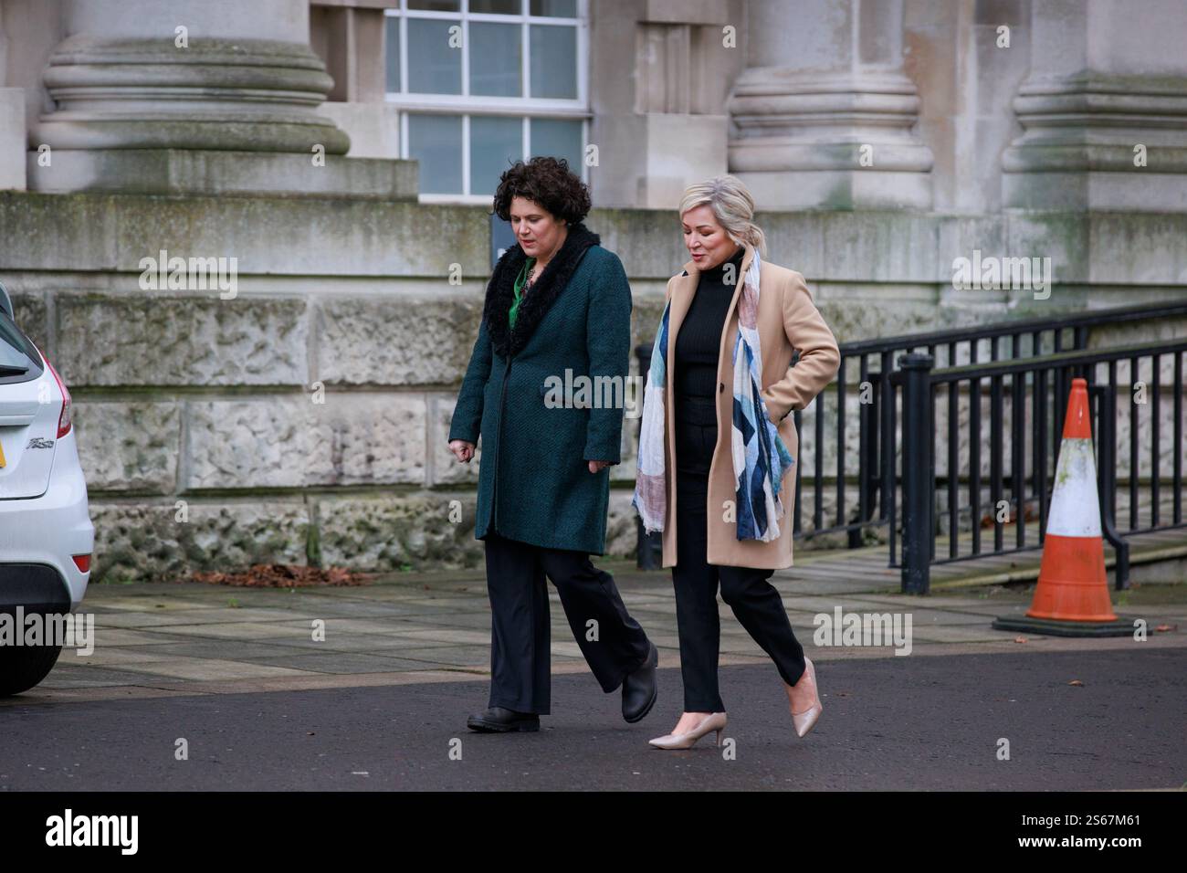 SDLP leader Claire Hanna MP (left) and First Minister Michelle O'Neill ...