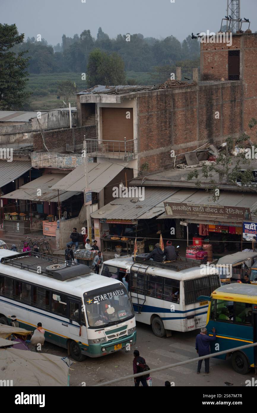 Buses in Bhitamode, the Nepal – India Border, ferry thousands of Indian ...
