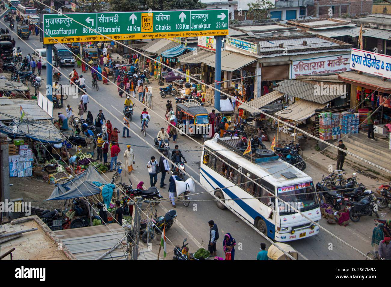 Buses in Bhitamode, the Nepal – India Border, ferry thousands of Indian ...