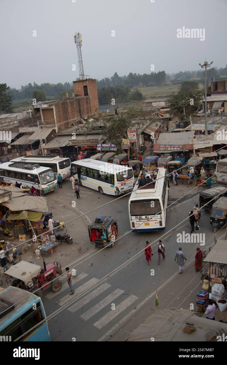 Buses in Bhitamode, the Nepal – India Border, ferry thousands of Indian ...