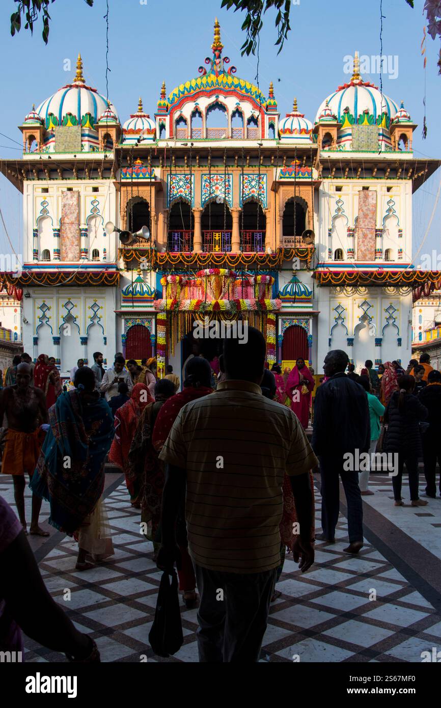 Pilgrims entering Janaki Mandir who have come to Janakpur Dham on the ...