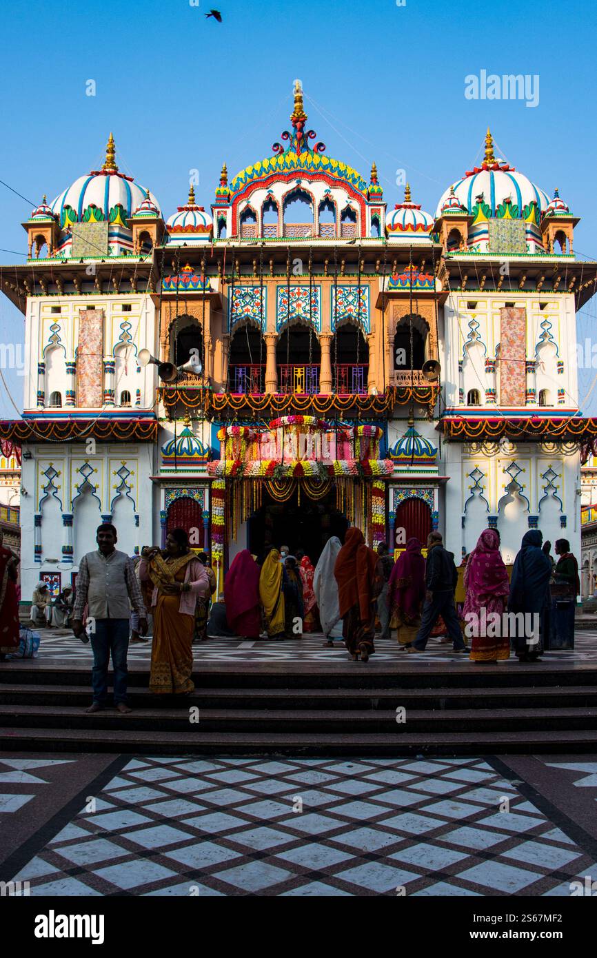 Pilgrims entering Janaki Mandir who have come to Janakpur Dham on the ...