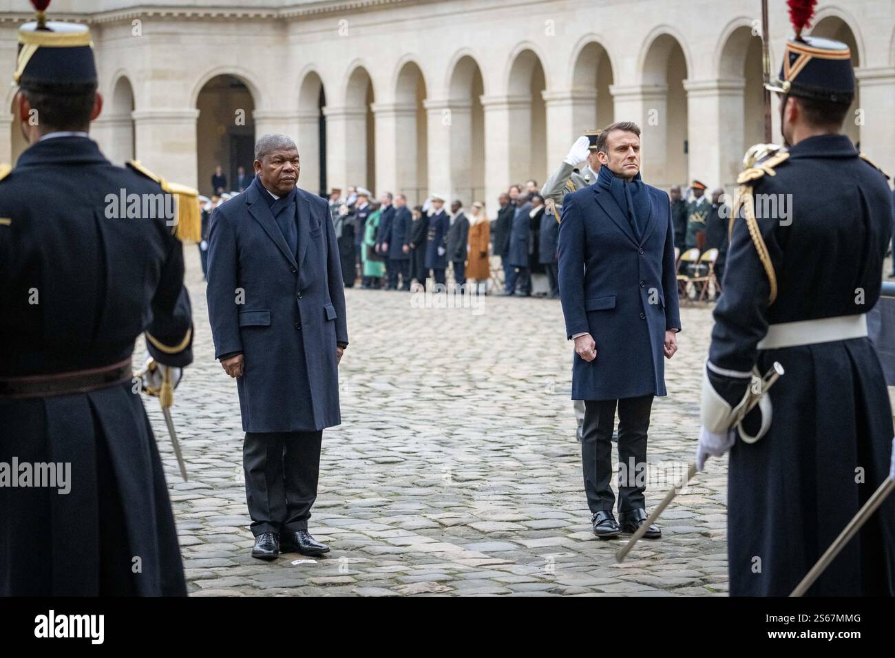 Paris, France. 16th Jan, 2025. French President Emmanuel Macron and ...