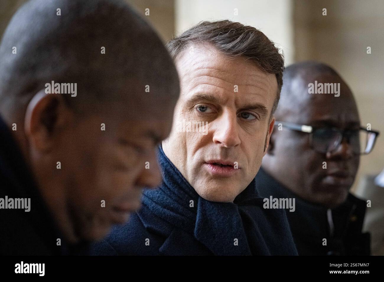 Paris, France. 16th Jan, 2025. French President Emmanuel Macron and ...