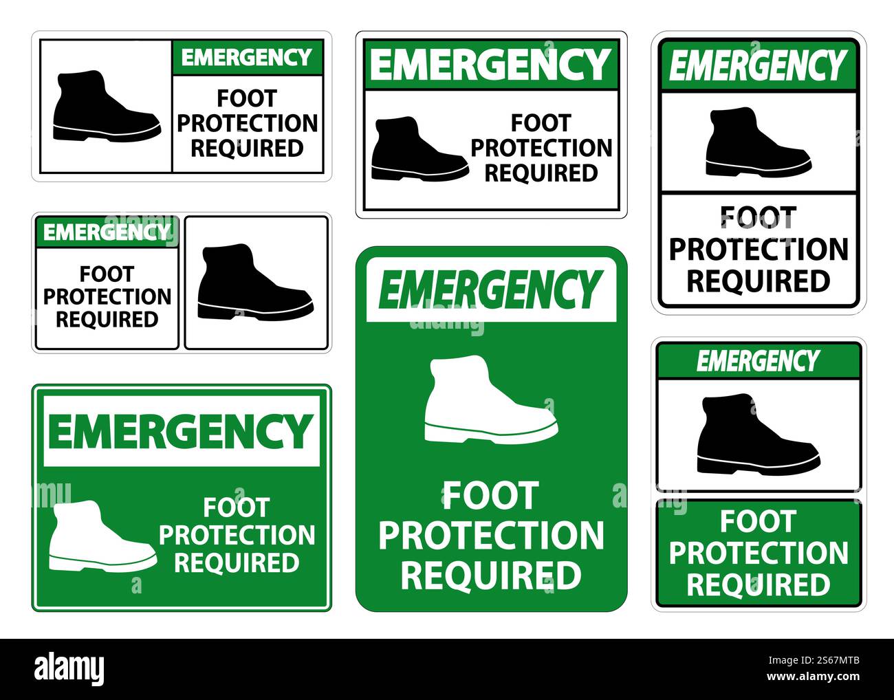 Emergency Foot Protection Required Wall Symbol Sign Isolate on ...