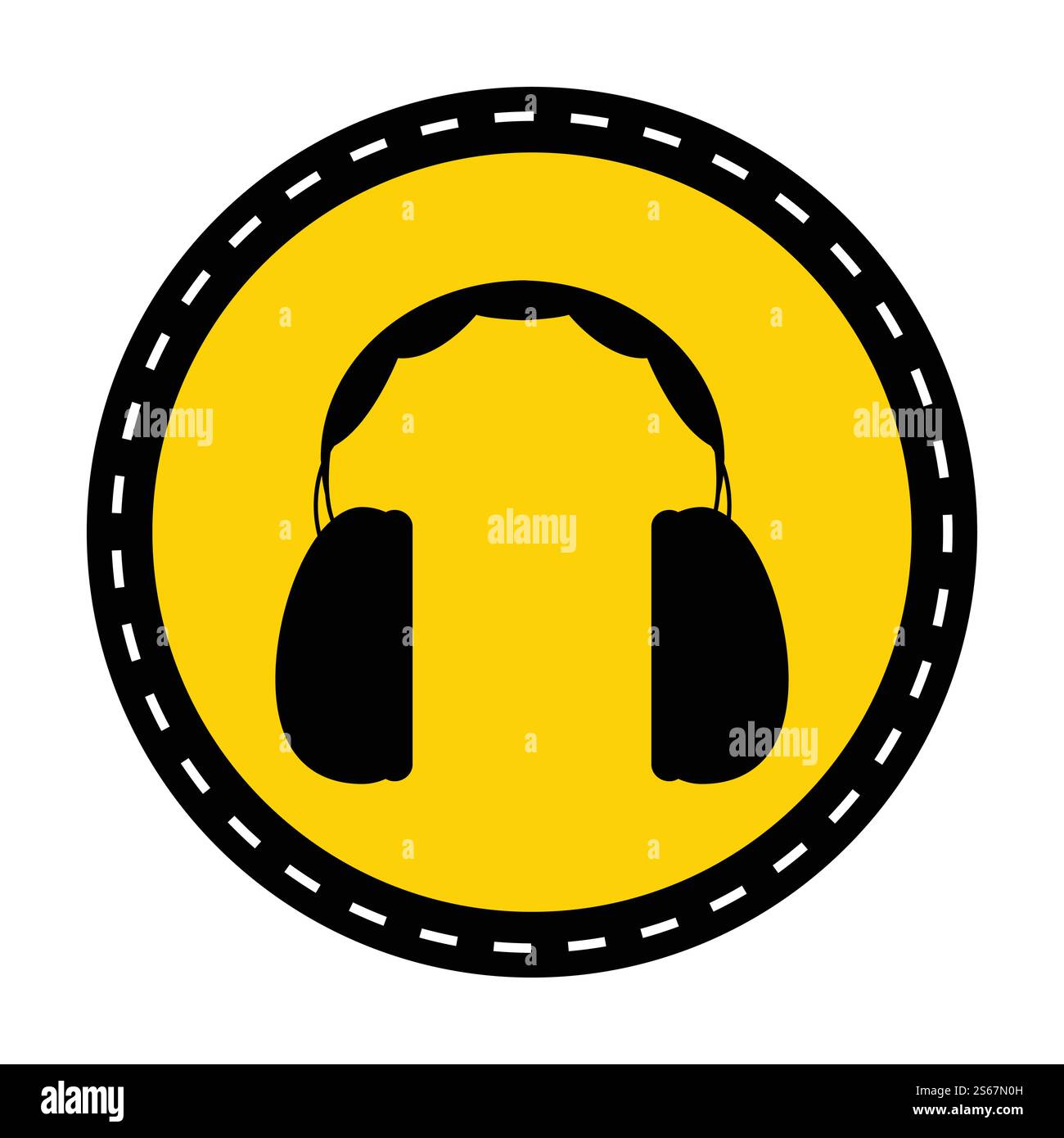 Symbol Ear Protection Required Sign on black background,Vector ...