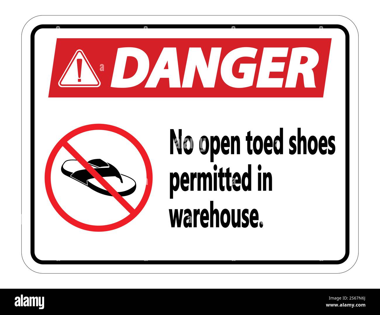 Danger No Open Toed Shoes Sign on white background,vector illustration ...