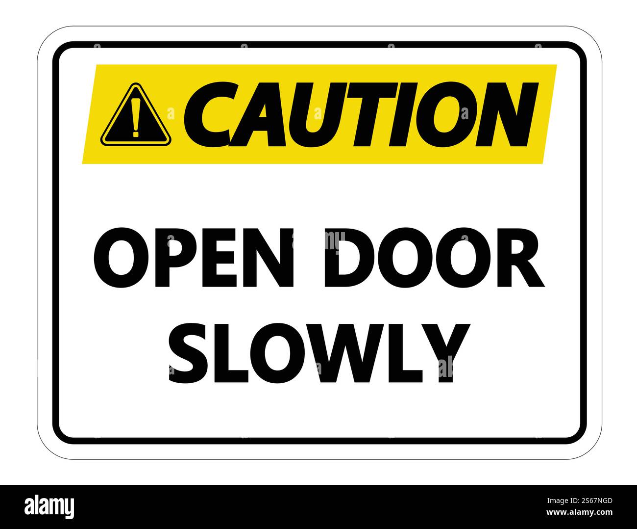 Caution Open Door Slowly Wall Sign on white background,vector ...