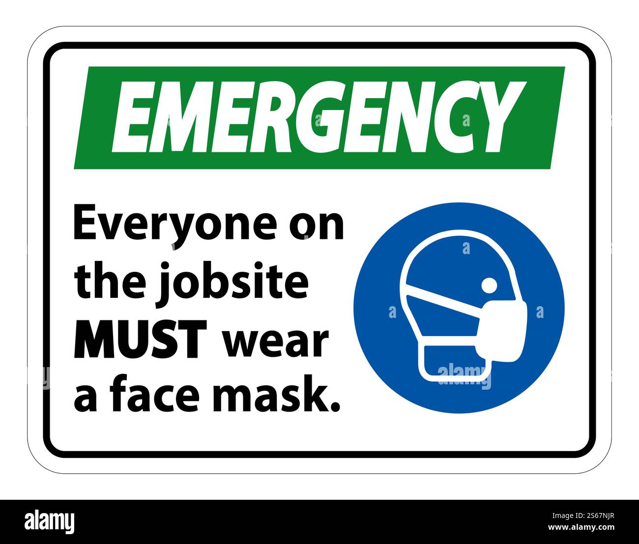 Emergency Wear A Face Mask Sign Isolate On White Background Stock ...