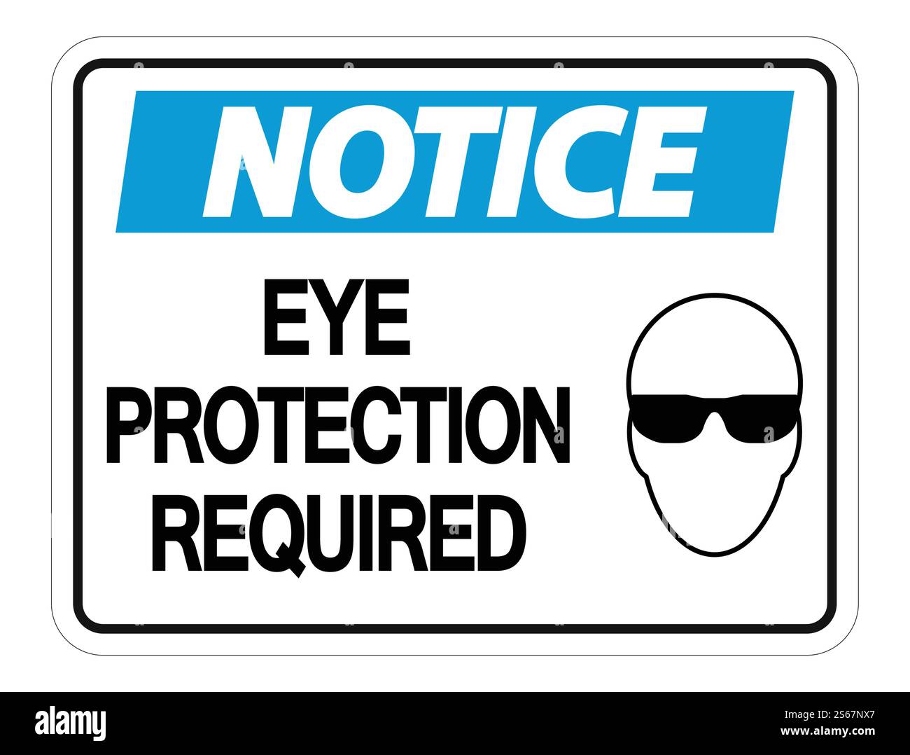Notice Eye Protection Required Wall Sign on white background,vector ...
