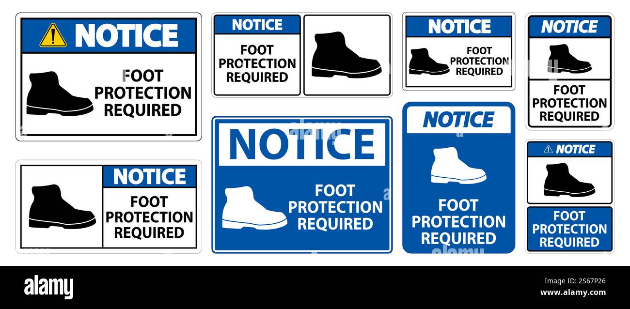Notice Foot Protection Required Wall Symbol Sign Isolate on transparent ...