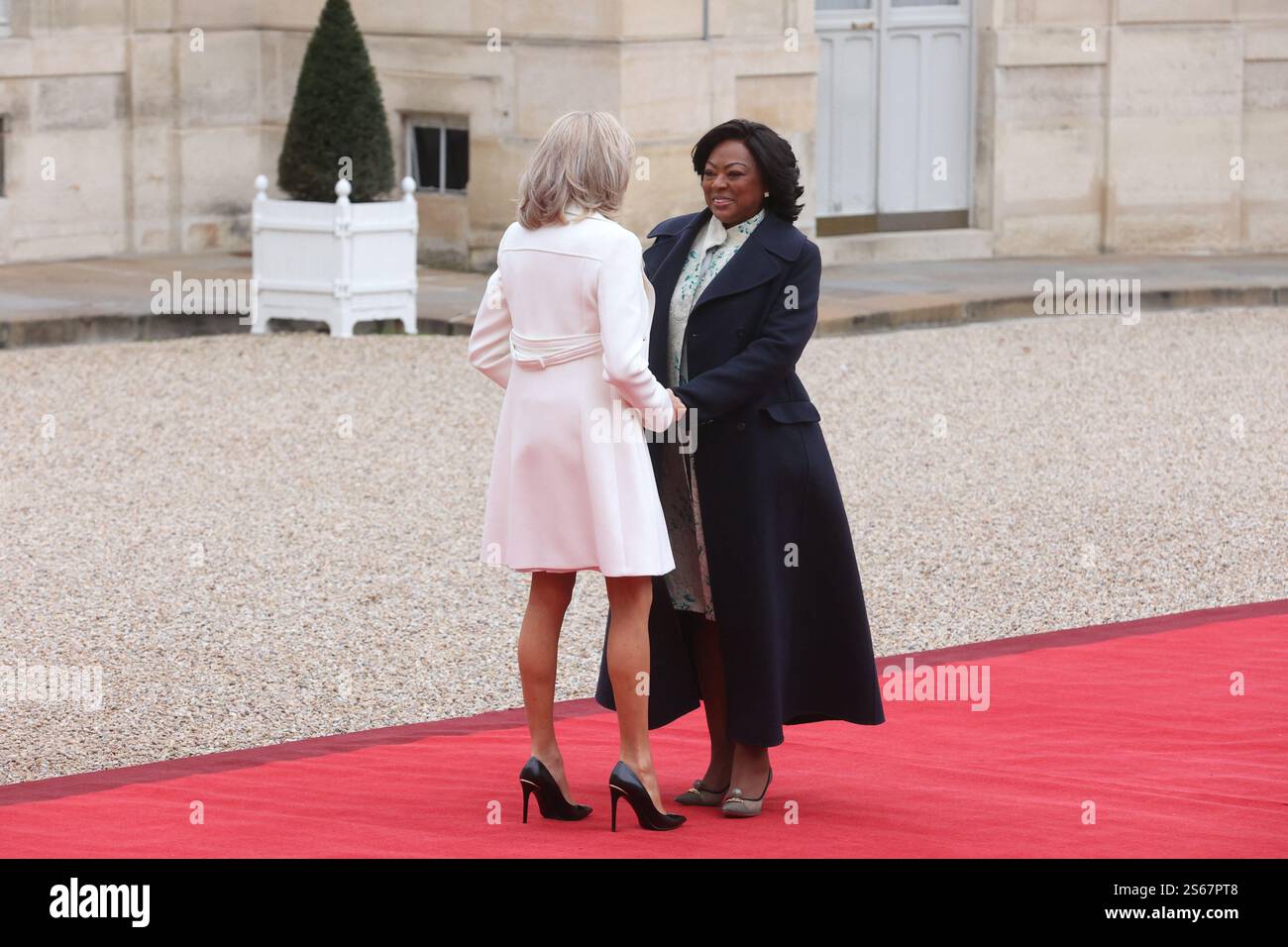 Brigitte Macron and First Lady of Angola Ana Dias Lourenco during the ...