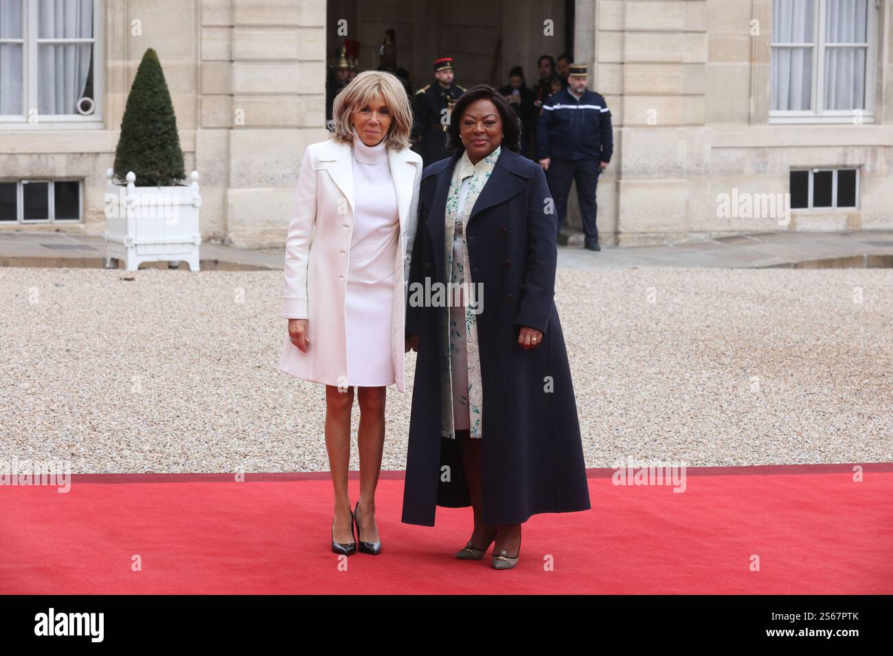 Brigitte Macron and First Lady of Angola Ana Dias Lourenco during the ...