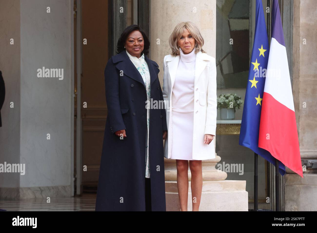Brigitte Macron and First Lady of Angola Ana Dias Lourenco during the ...