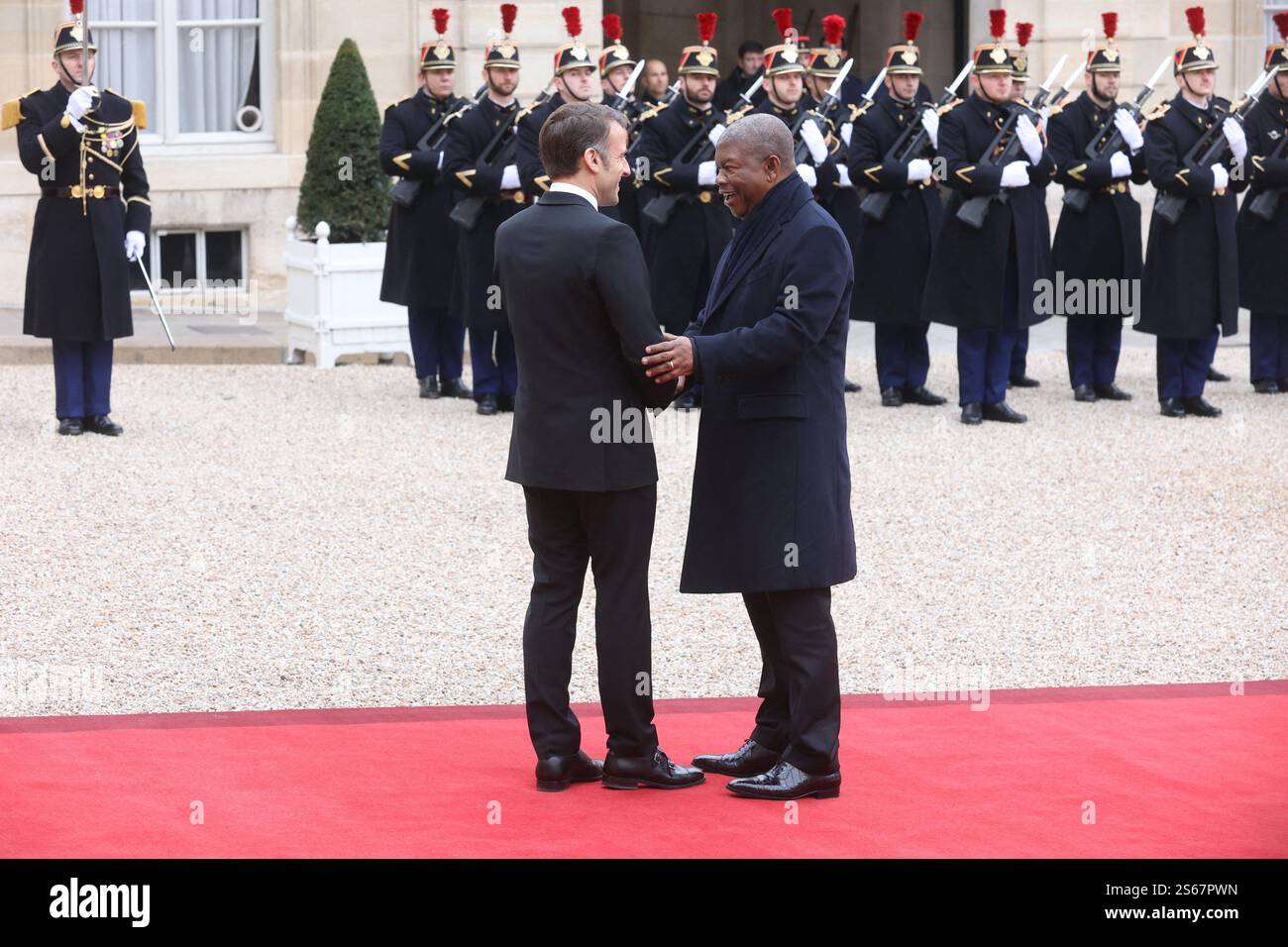 French President Emmanuel Macron and President of Angola Joao Lourenco ...