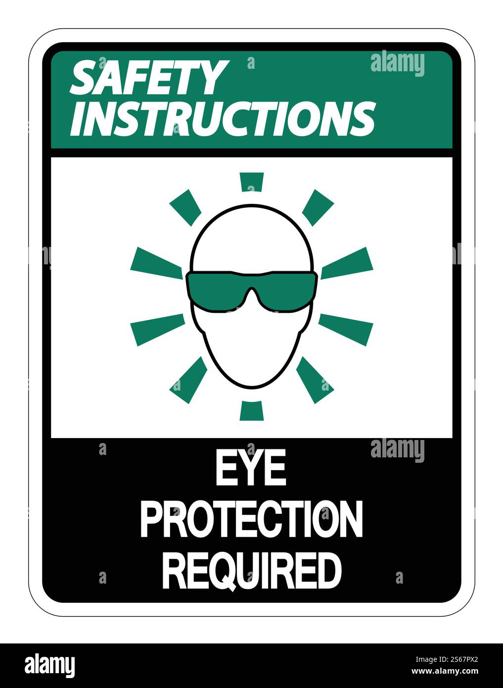 Safety instructions Eye Protection Required Wall Sign on white ...