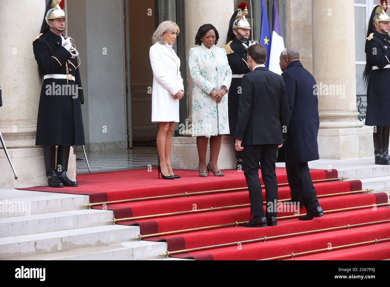 French President Emmanuel Macron and his wife Brigitte Macron ...