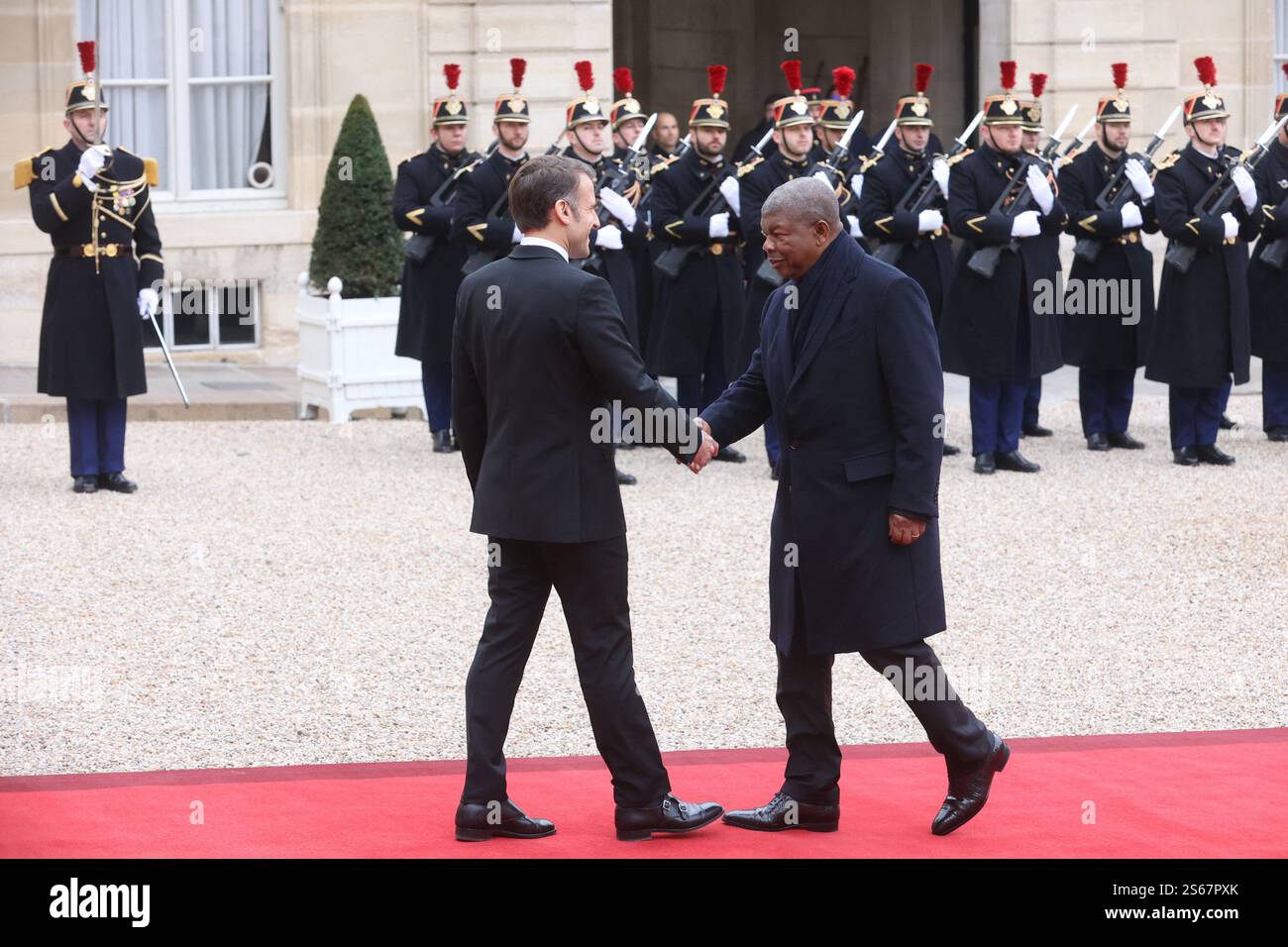 French President Emmanuel Macron and President of Angola Joao Lourenco ...