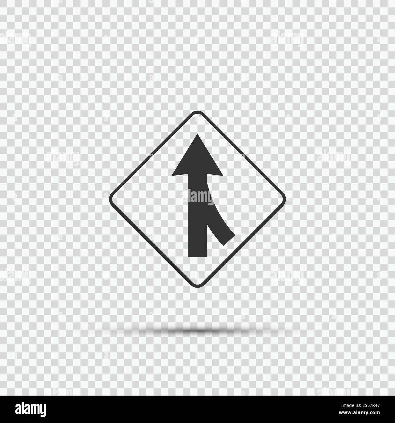 Lanes merging right sign on transparent background,vector illustration ...