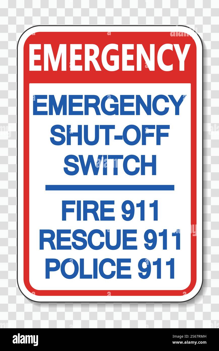 Emergency Shut-Off Switch 911 Sign on transparent background,vector ...