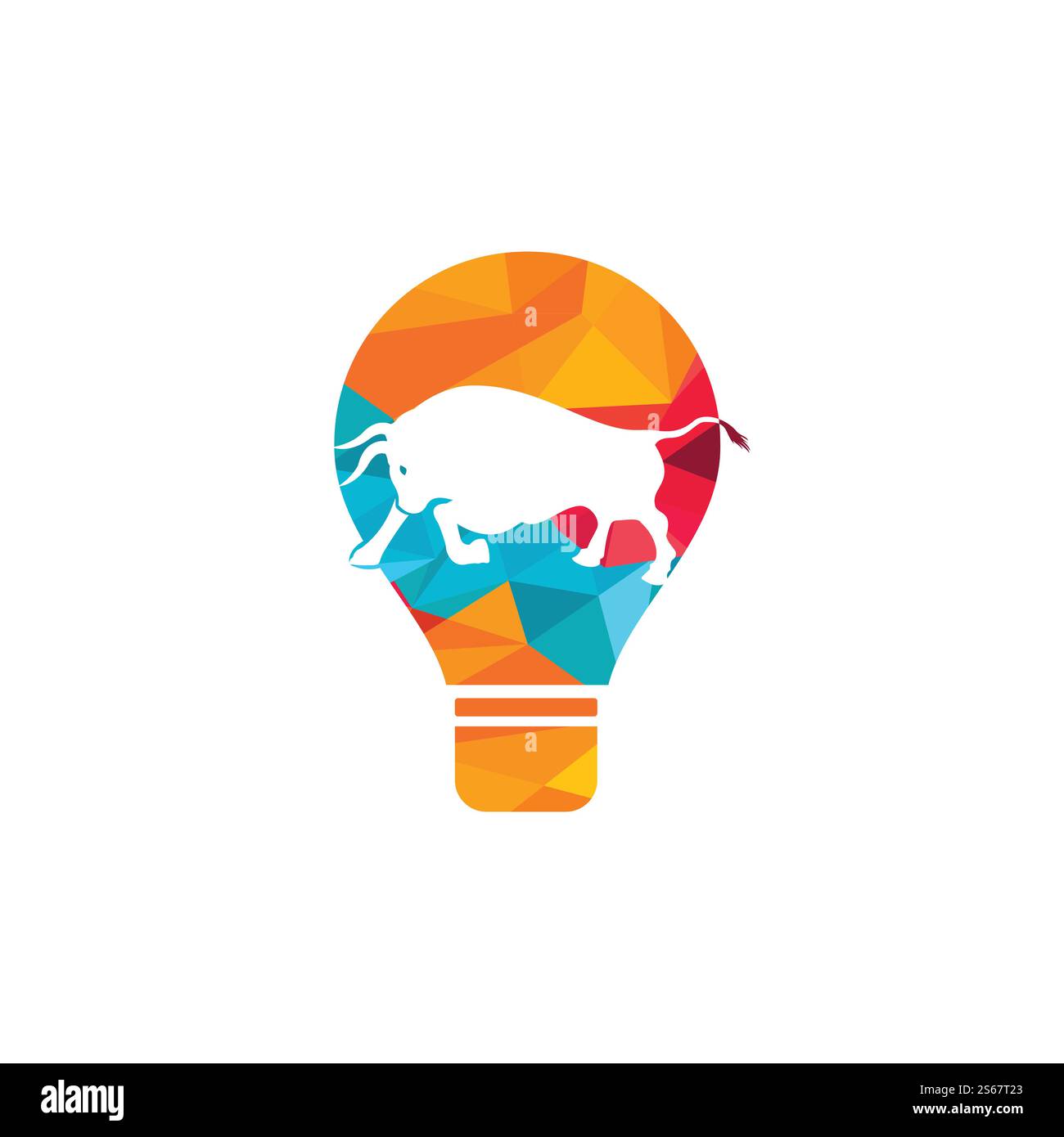 Smart bull vector logo design. Bull with bulb icon vector logo Stock ...