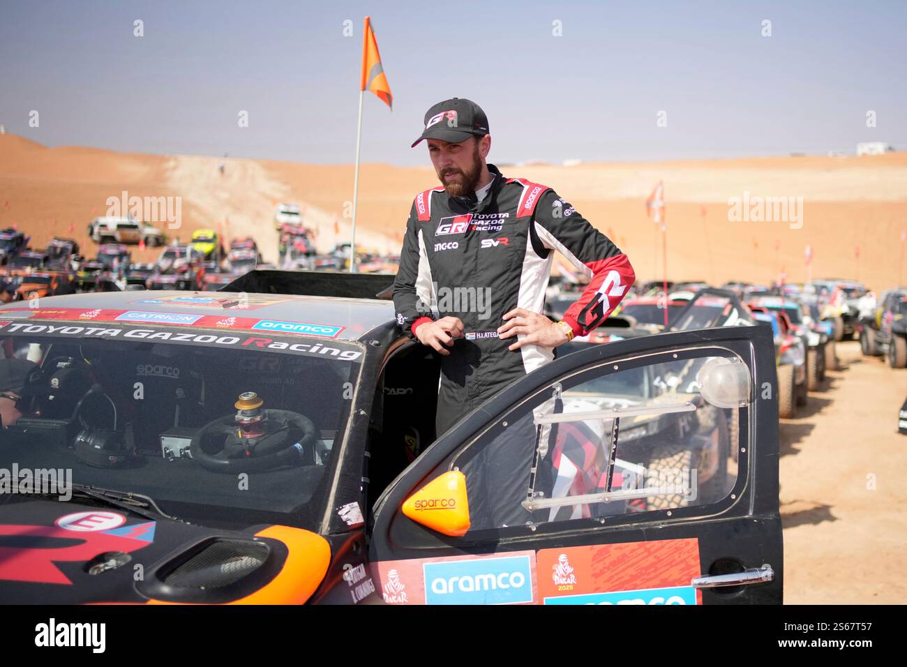 Driver Henk Lategan wait at the start delayed due to fog during the ...