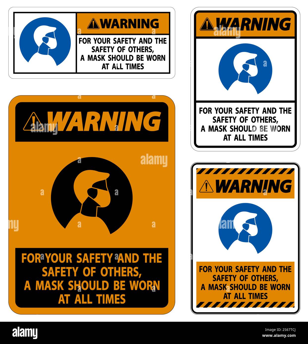 Warning For Your Safety And Others Mask At All Times Sign on white ...