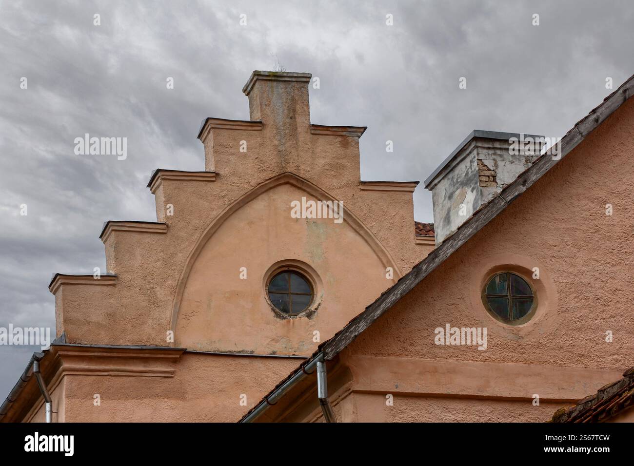 Close-up of different Gothic castle and church architecture elements ...