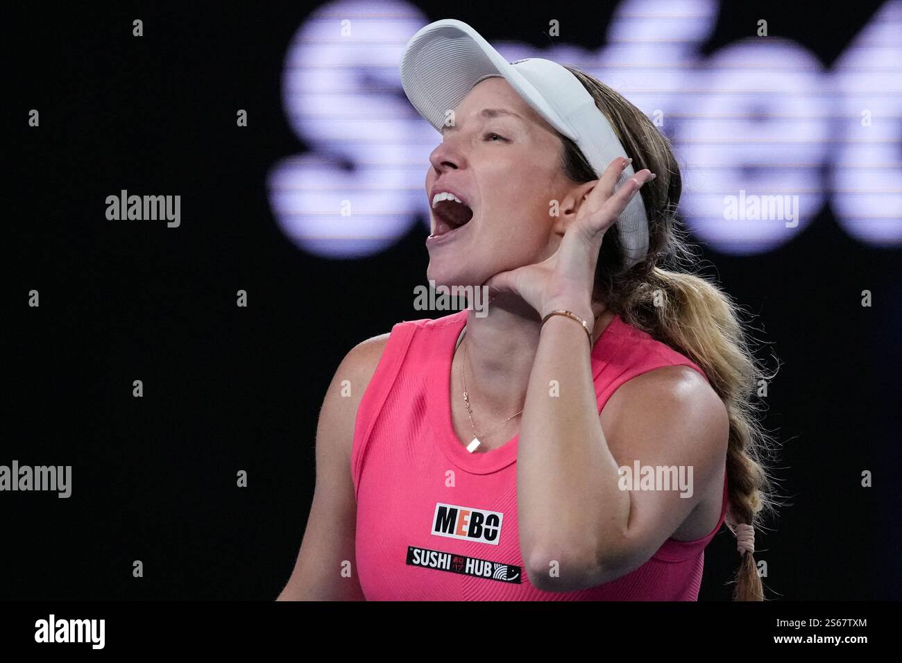 Danielle Collins of the U.S. reacts after defeating Destanee Aiava of ...