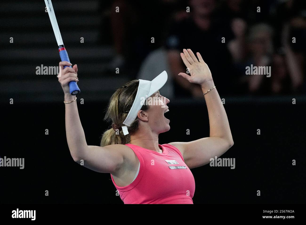 Danielle Collins of the U.S. reacts after defeating Destanee Aiava of ...