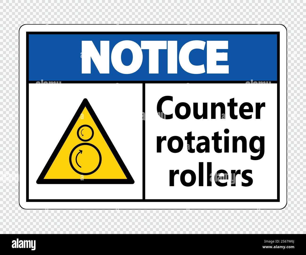 Notice counter rotating rollers sign on transparent background,vector ...