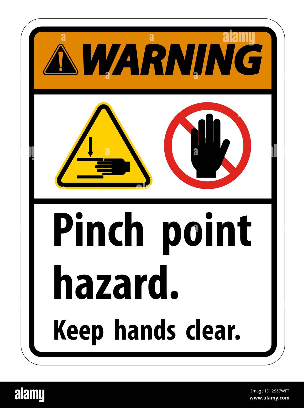 Warning Pinch Point Hazard,Keep Hands Clear Symbol Sign Isolate on ...