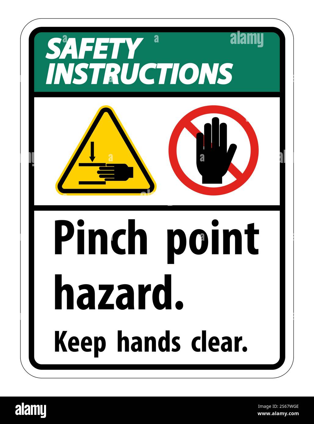 Safety Instructions Pinch Point Hazard,Keep Hands Clear Symbol Sign ...